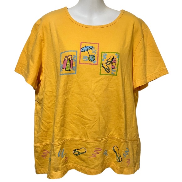 Vintage | Tops | Vintage Original Ty Wear Beach Flip Flops Yellow Tee ...